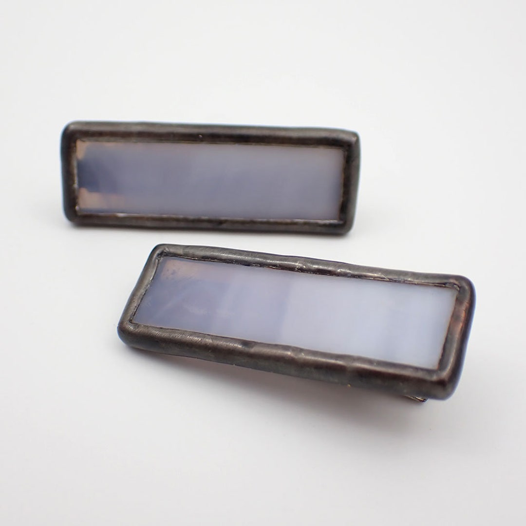 Violet Hush - Small Stained Glass Alligator Clip Barrette Set - Etsy