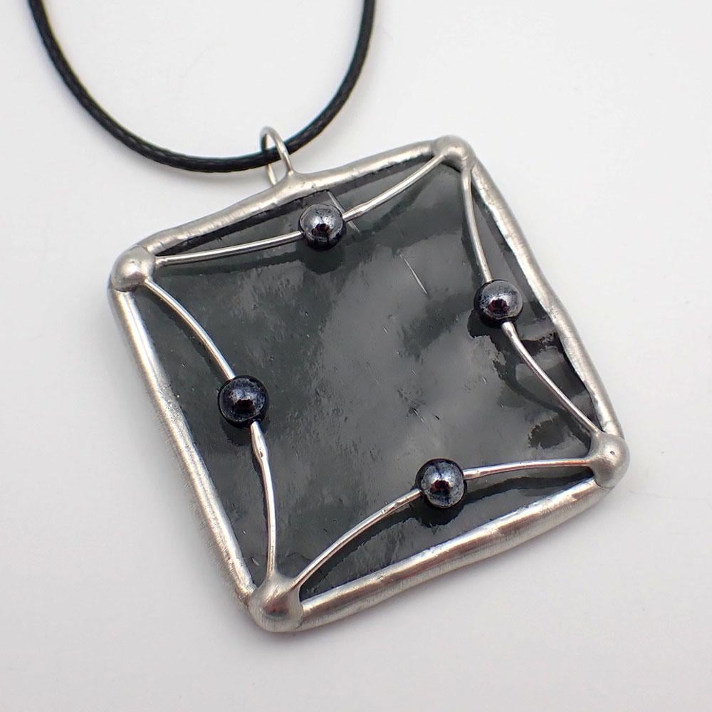 Electron Shadow - Stained Glass Pendant With Black Necklace Cord or ...