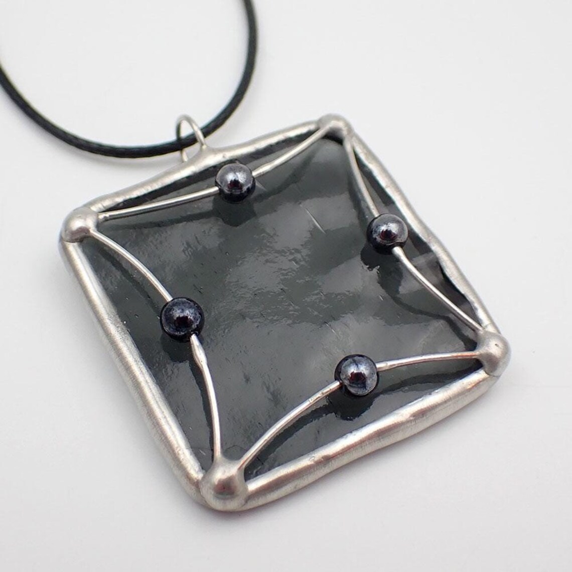 Electron Shadow - Stained Glass Pendant With Black Necklace Cord or ...