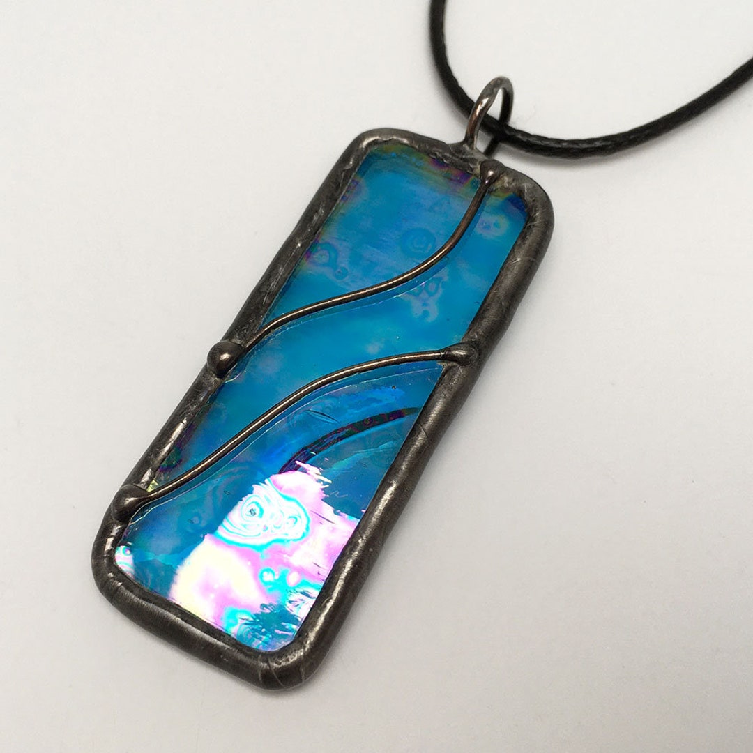 Time Warp Stained Glass Pendant With Black Necklace Cord or Chain - Etsy