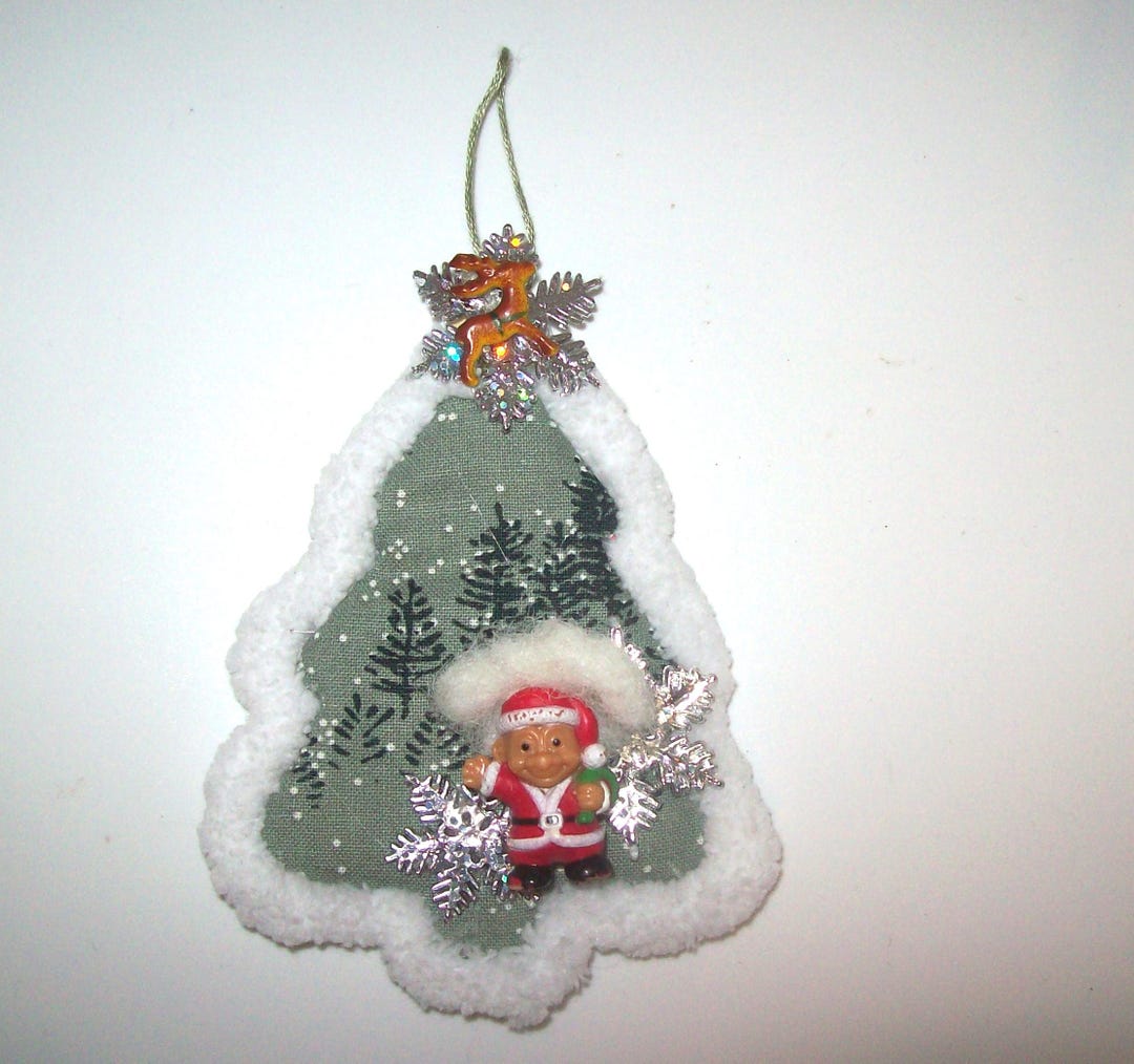 Chenille Xmas Ornament Vtg Wishnik Troll Doll Reindeer Tree Top ...
