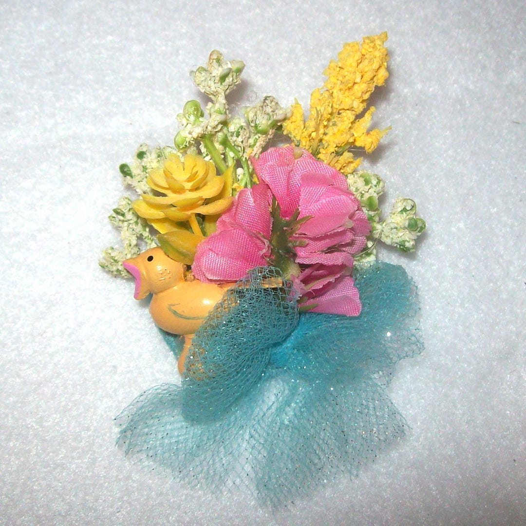 Easter Chick Corsage Pin Floral Brooch - Etsy