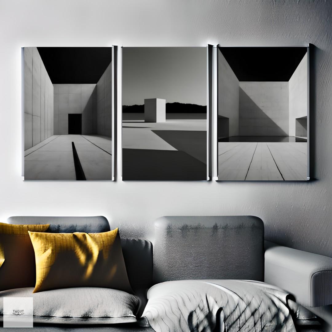 Set of 4 Minimalist Void Poster Print Black White Digital Download Art ...
