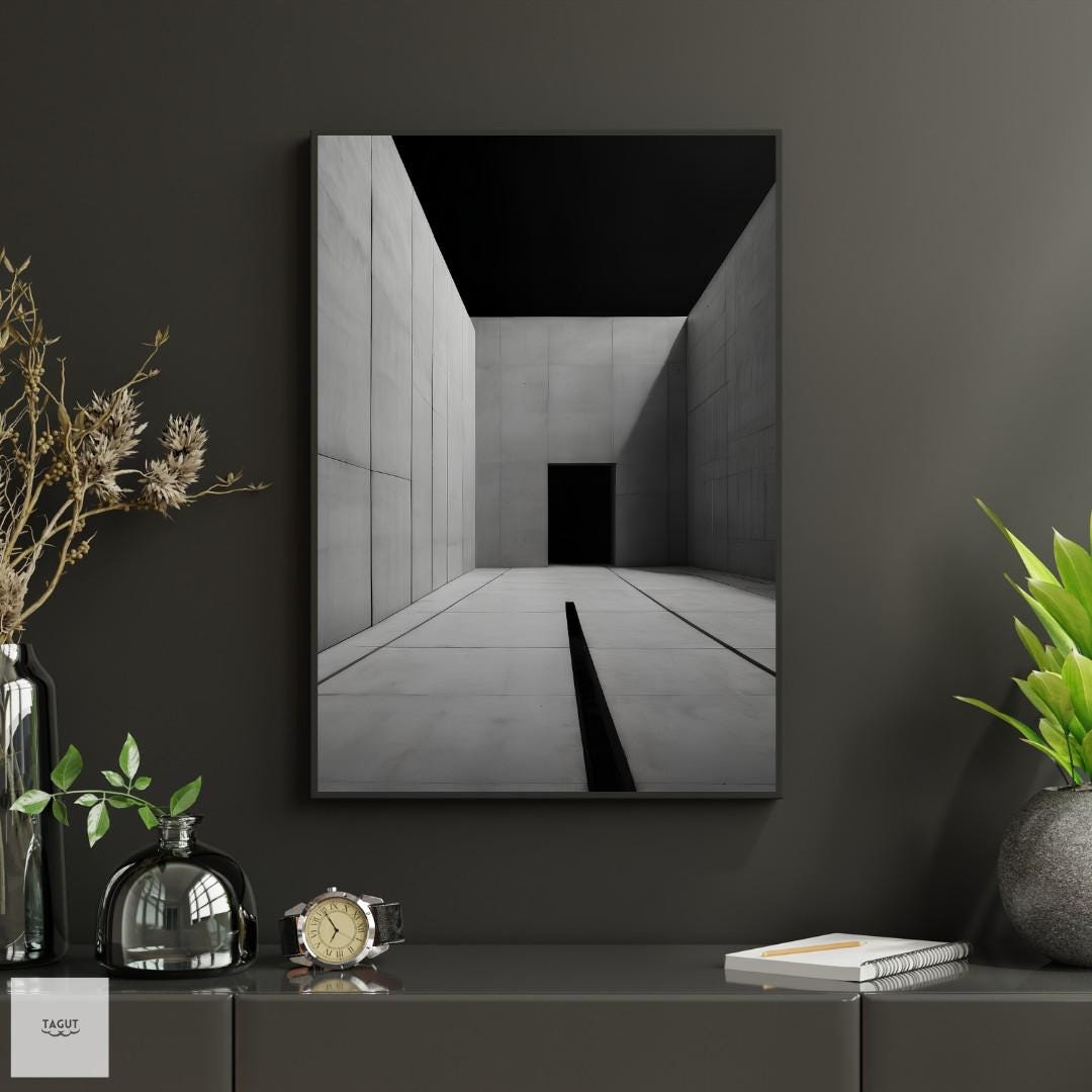 Set of 4 Minimalist Void Poster Print Black White Digital Download Art ...