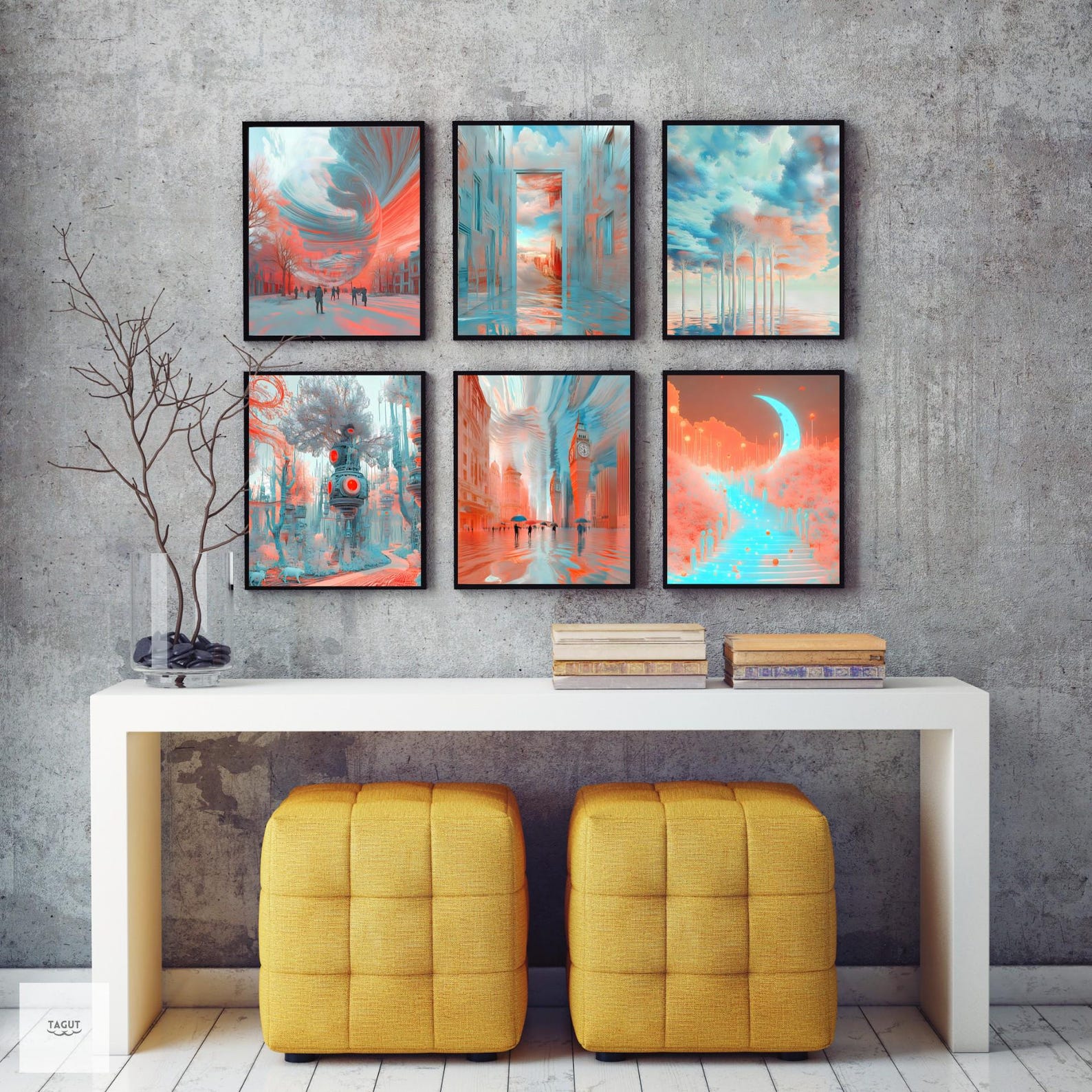 Set of 20 Surrealist Frameable Digital Art Print Downloadable Artworks ...