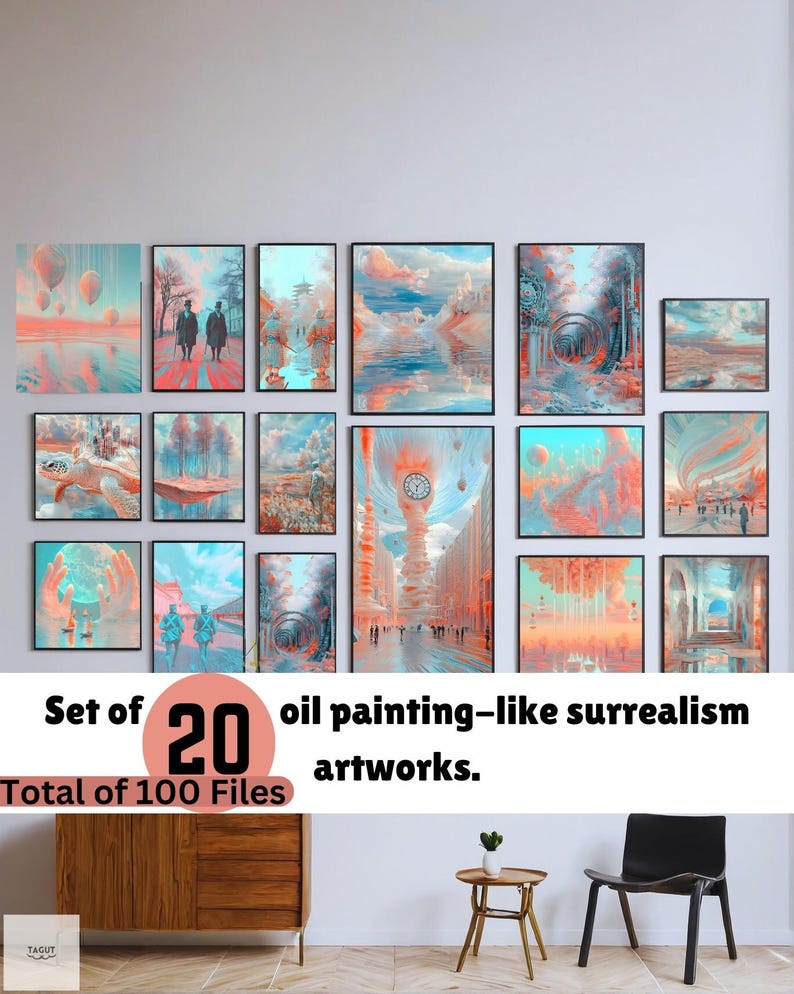 Set of 20 Surrealist Digital Art Print Downloads Surrealism Artworks in ...