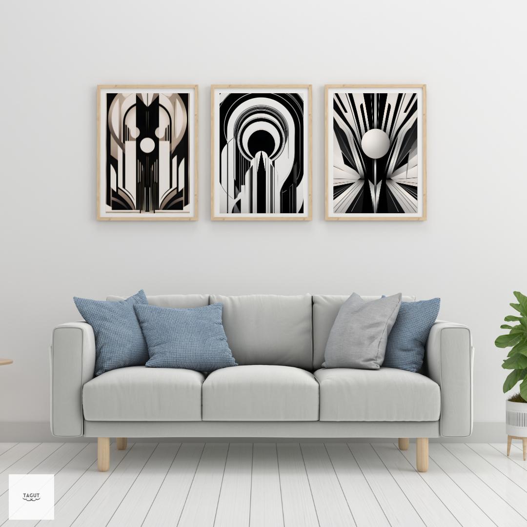 Set of 3 Minimalist Void Poster Prints Void Black and White Art Digital ...