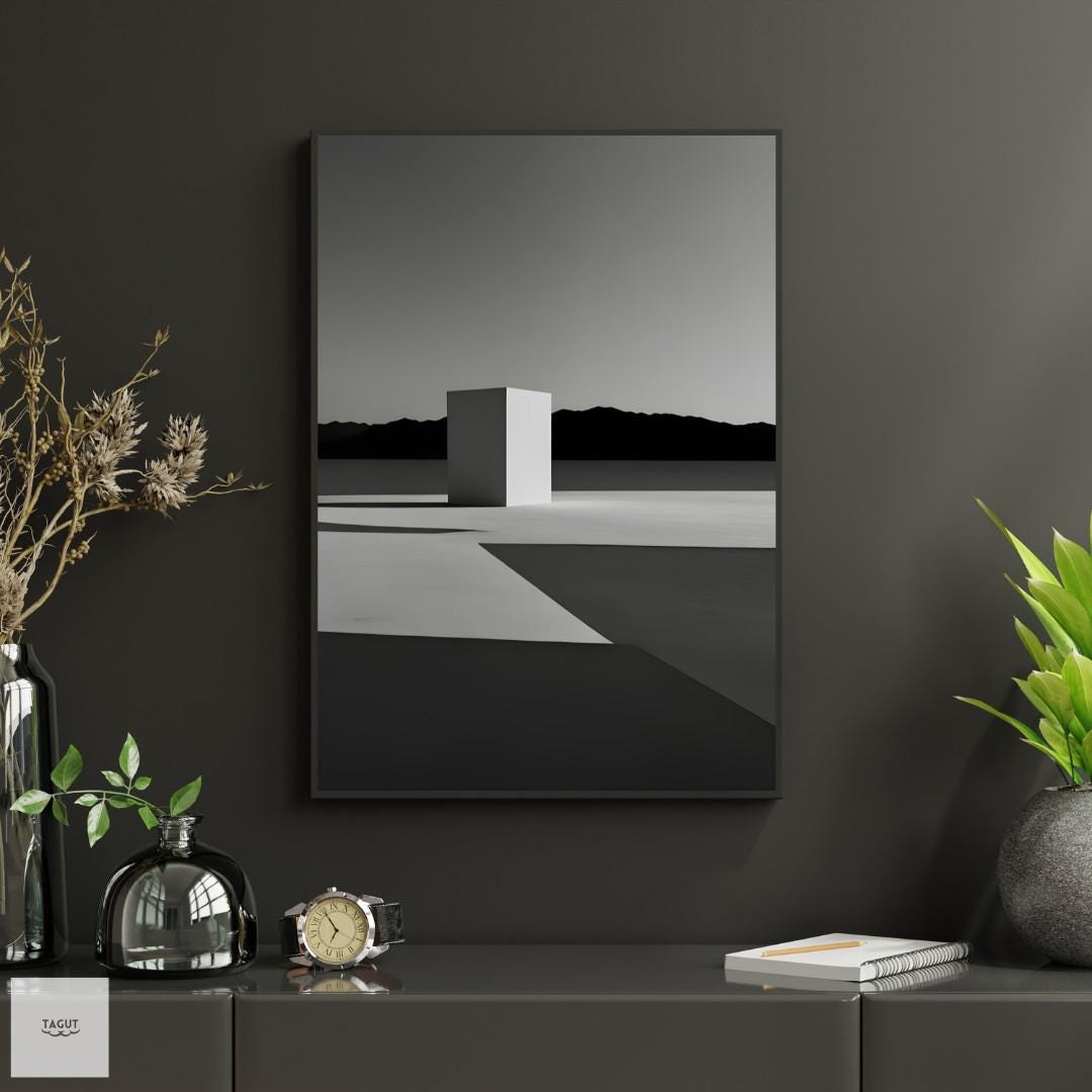 Set of 4 Minimalist Void Poster Print Black White Digital Download Art ...