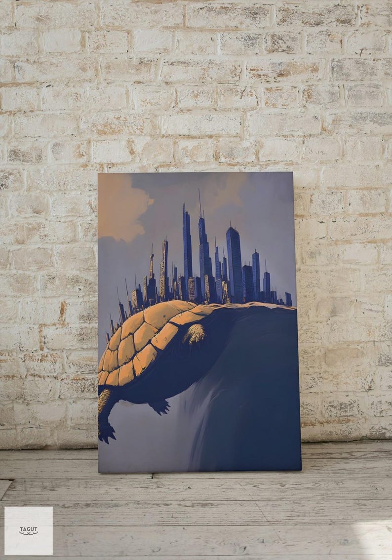 Surrealist Turtle City Digital Art Print Download,oil Painting Style ...