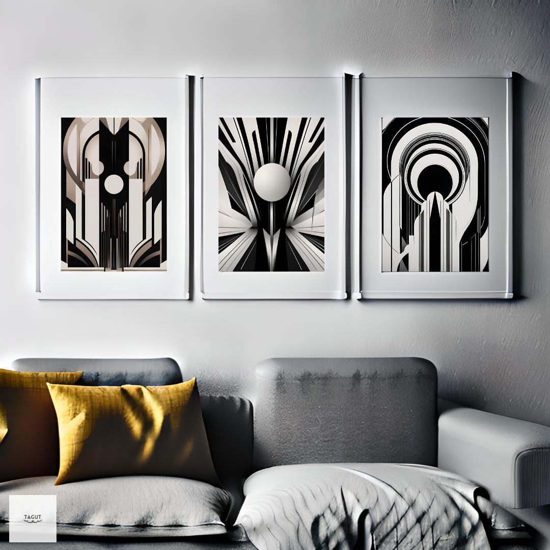 Set of 3 Minimalist Void Poster Prints Void Black and White Art Digital ...