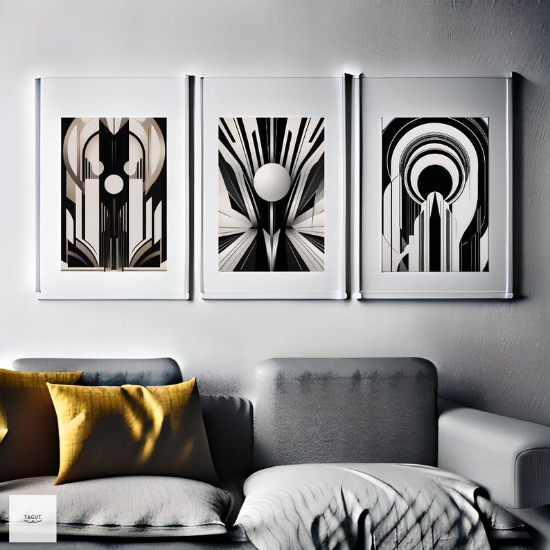 Set of 3 Minimalist Void Poster Prints Void Black and White Art Digital ...
