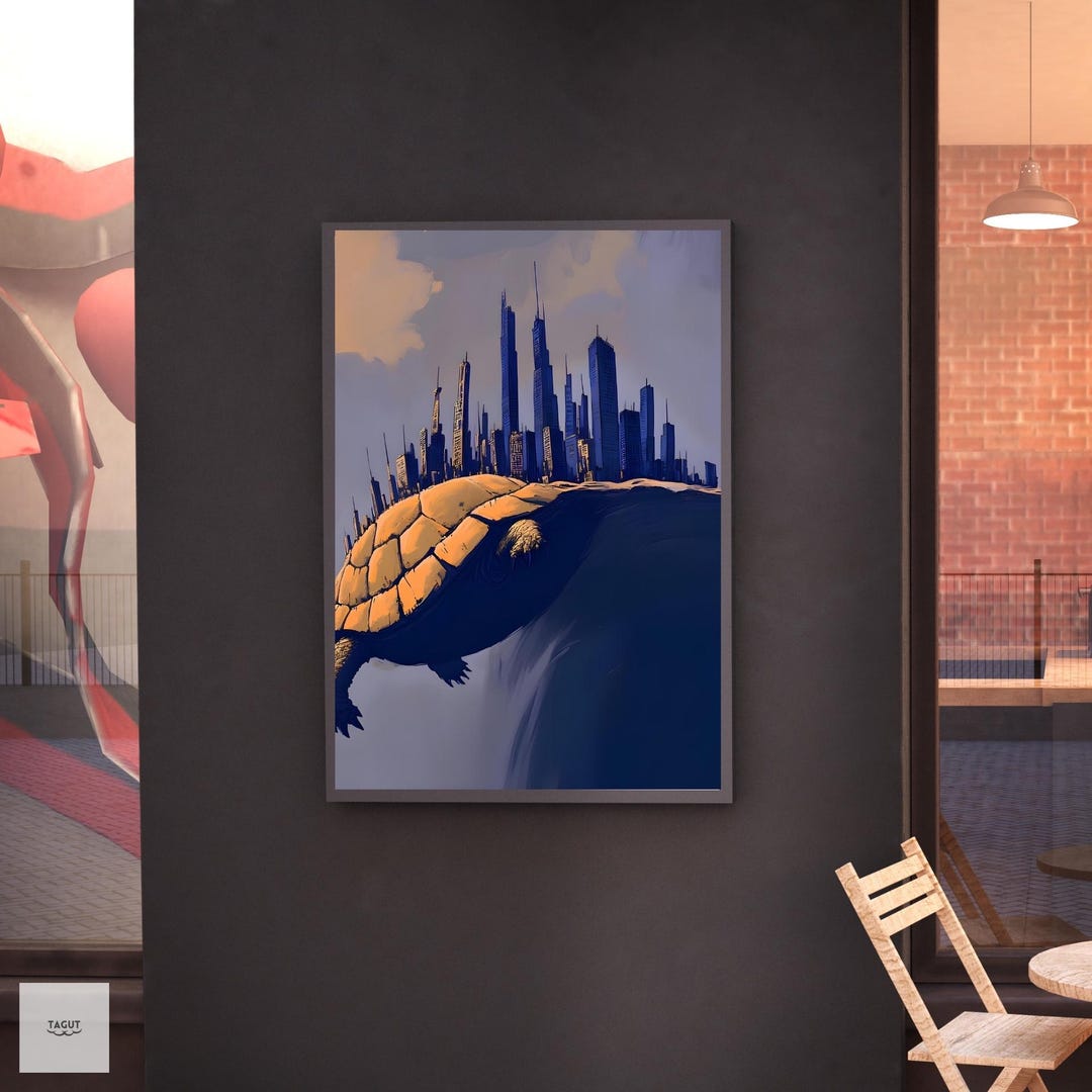 Surrealist Turtle City Digital Art Print Download,oil Painting Style ...