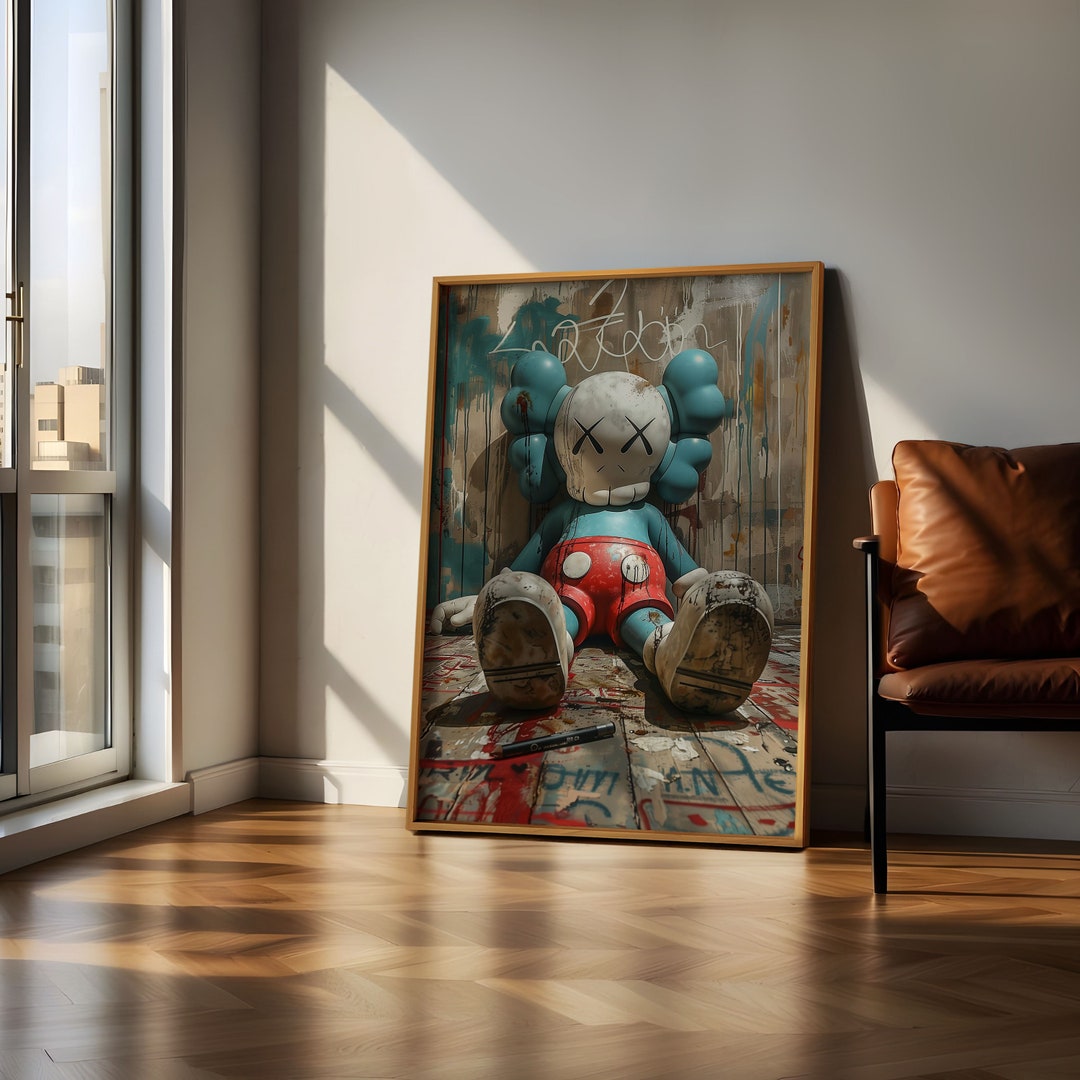 Kaws Graffiti Poster, Funny Hypebeast Decor, Minimalist Kaws Print ...