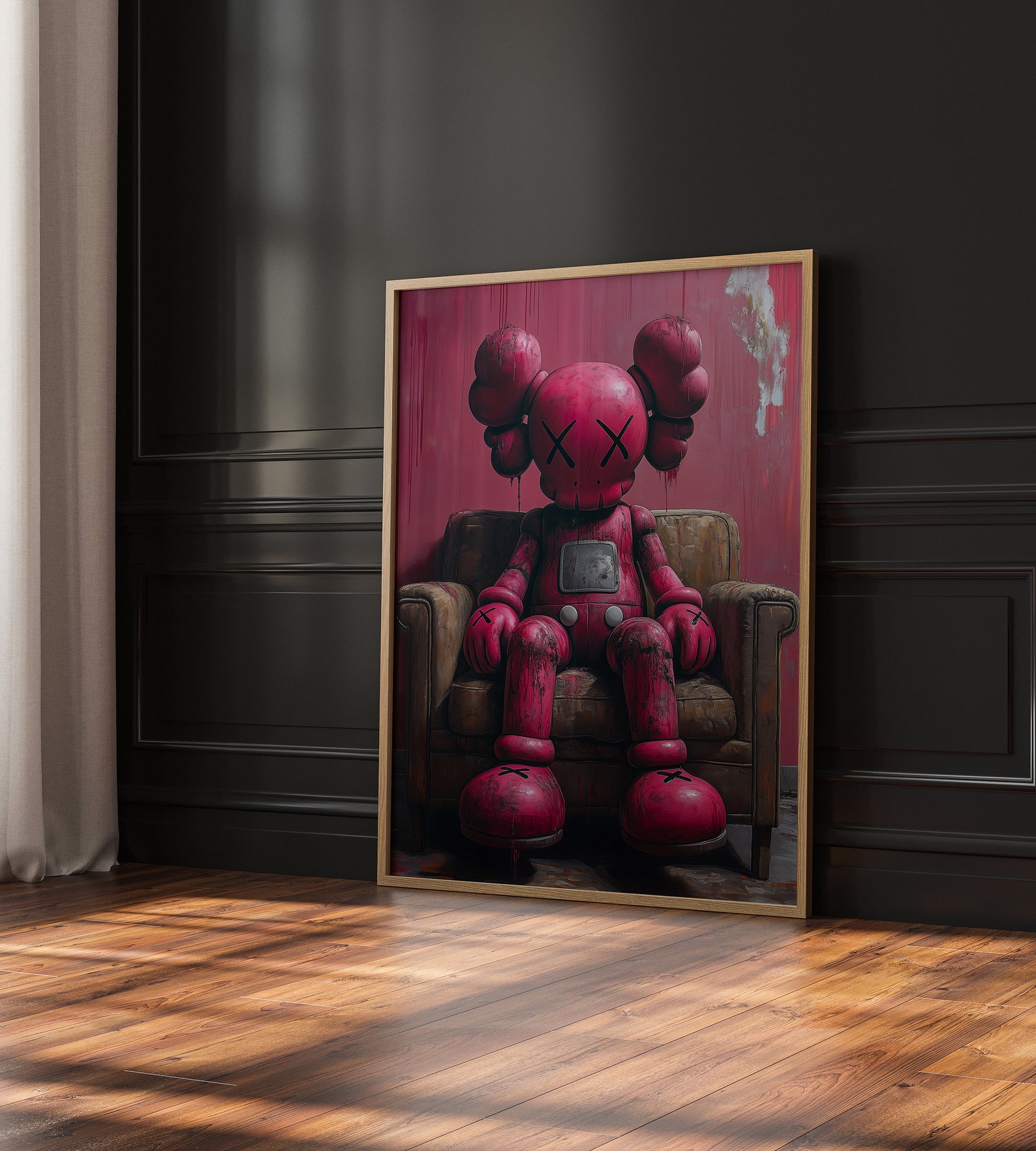 Pink Kaws Watching Tv, Funny Hypebeast Design, Minimalist Kaws Graffiti ...