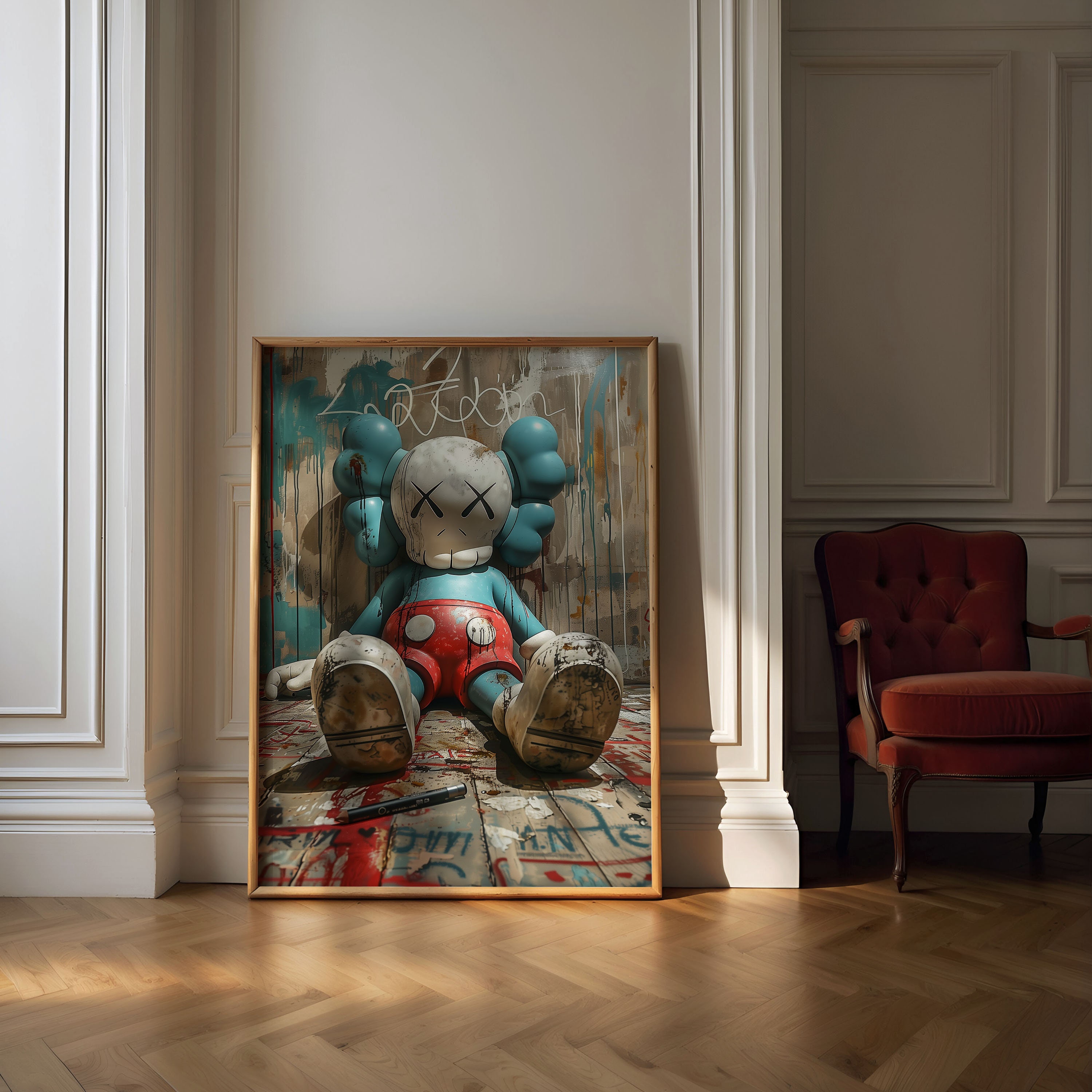 Kaws Graffiti Poster, Funny Hypebeast Decor, Minimalist Kaws Print ...