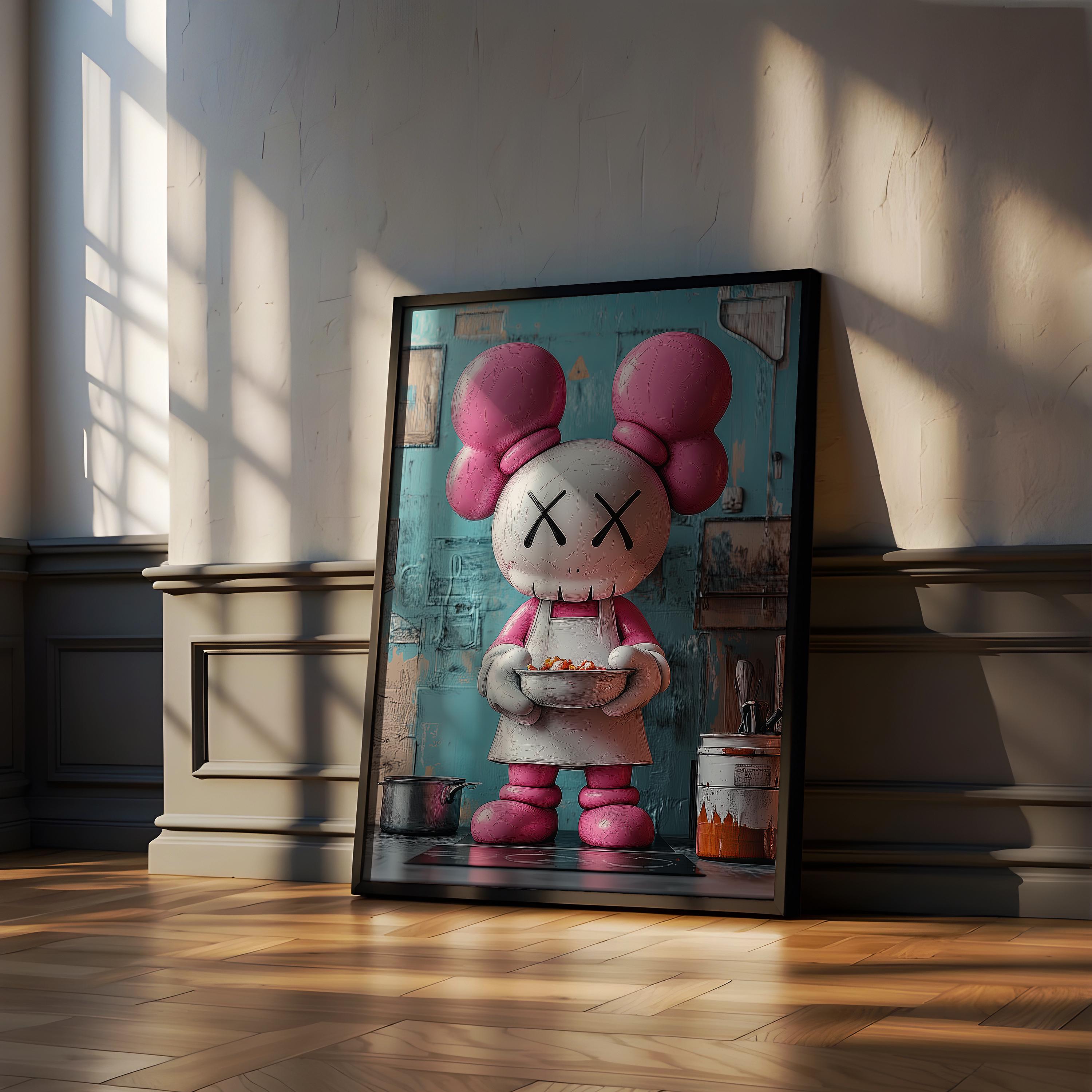 KAWS Figure Cooking, Hypebeast Design, Minimalist KAWS Poster, KAWS ...