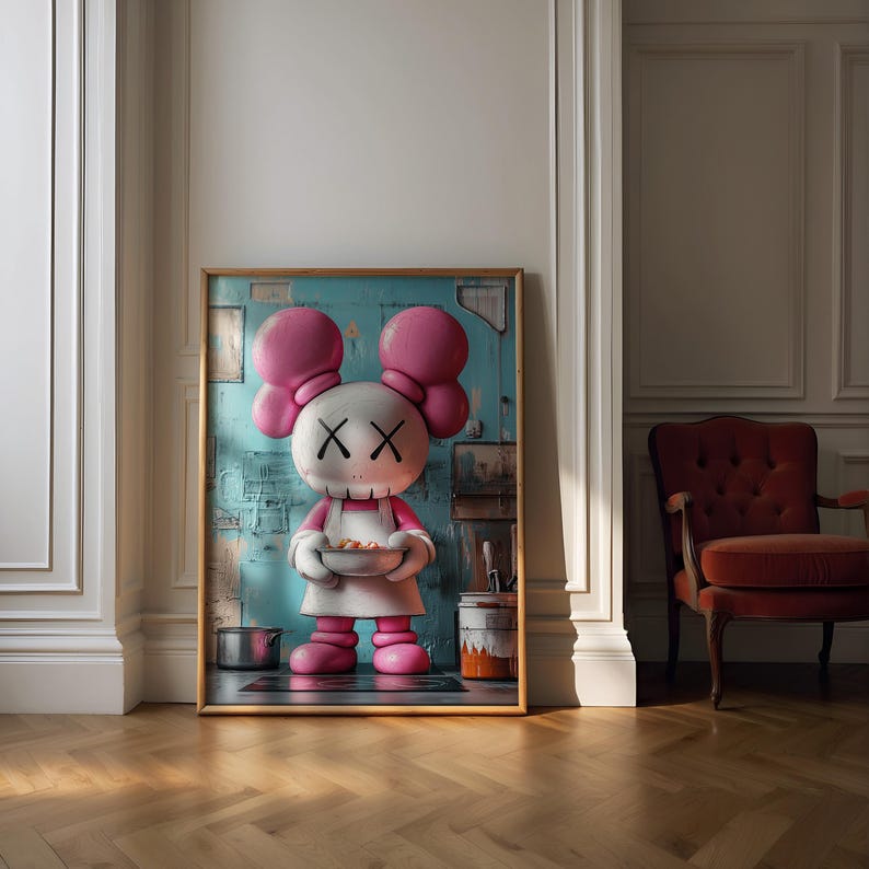 KAWS Figure Cooking, Hypebeast Design, Minimalist KAWS Poster, KAWS ...