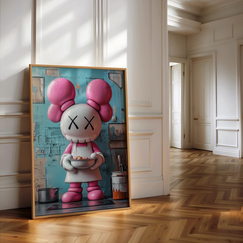 KAWS Figure Cooking, Hypebeast Design, Minimalist KAWS Poster, KAWS ...