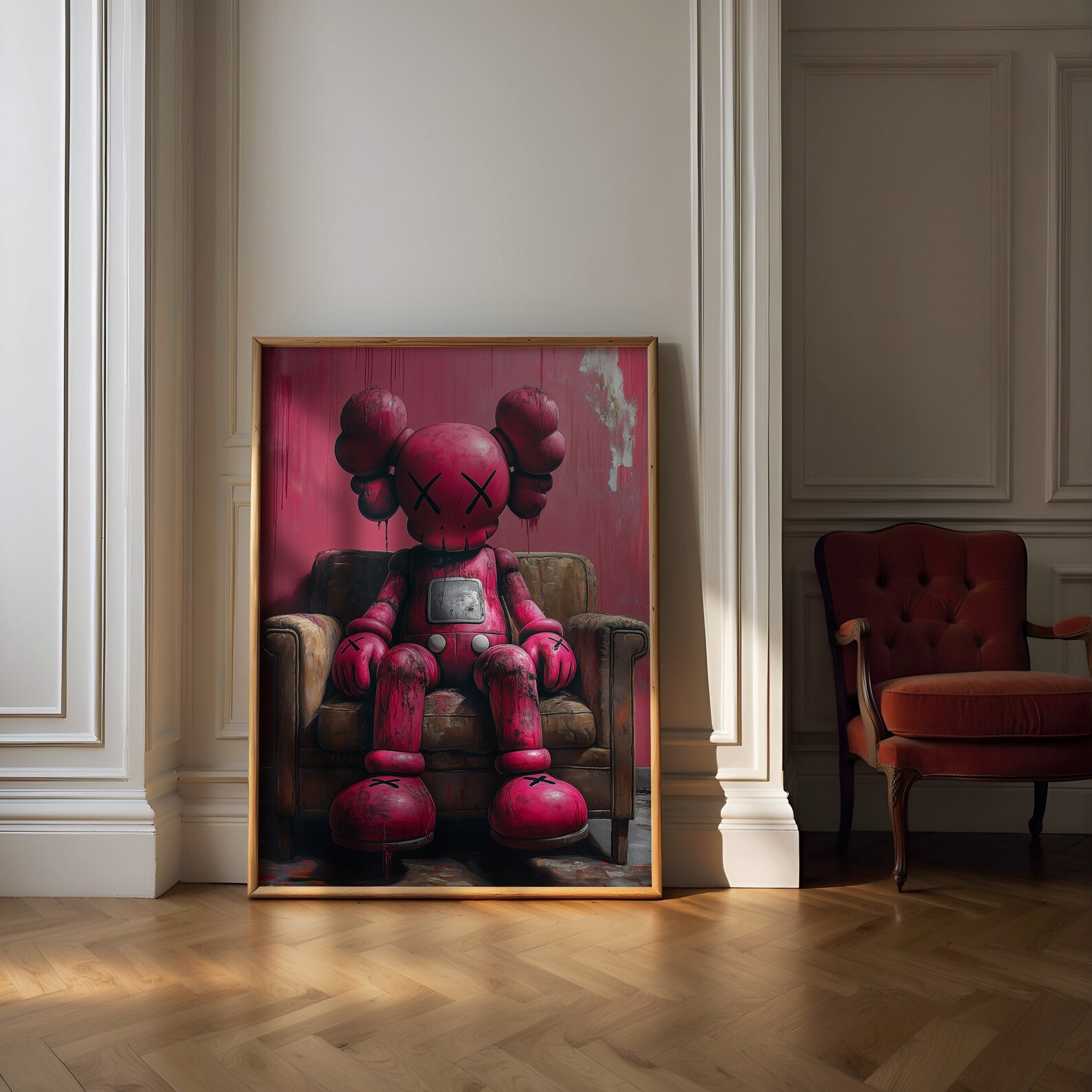 Pink Kaws Watching Tv, Funny Hypebeast Design, Minimalist Kaws Graffiti ...