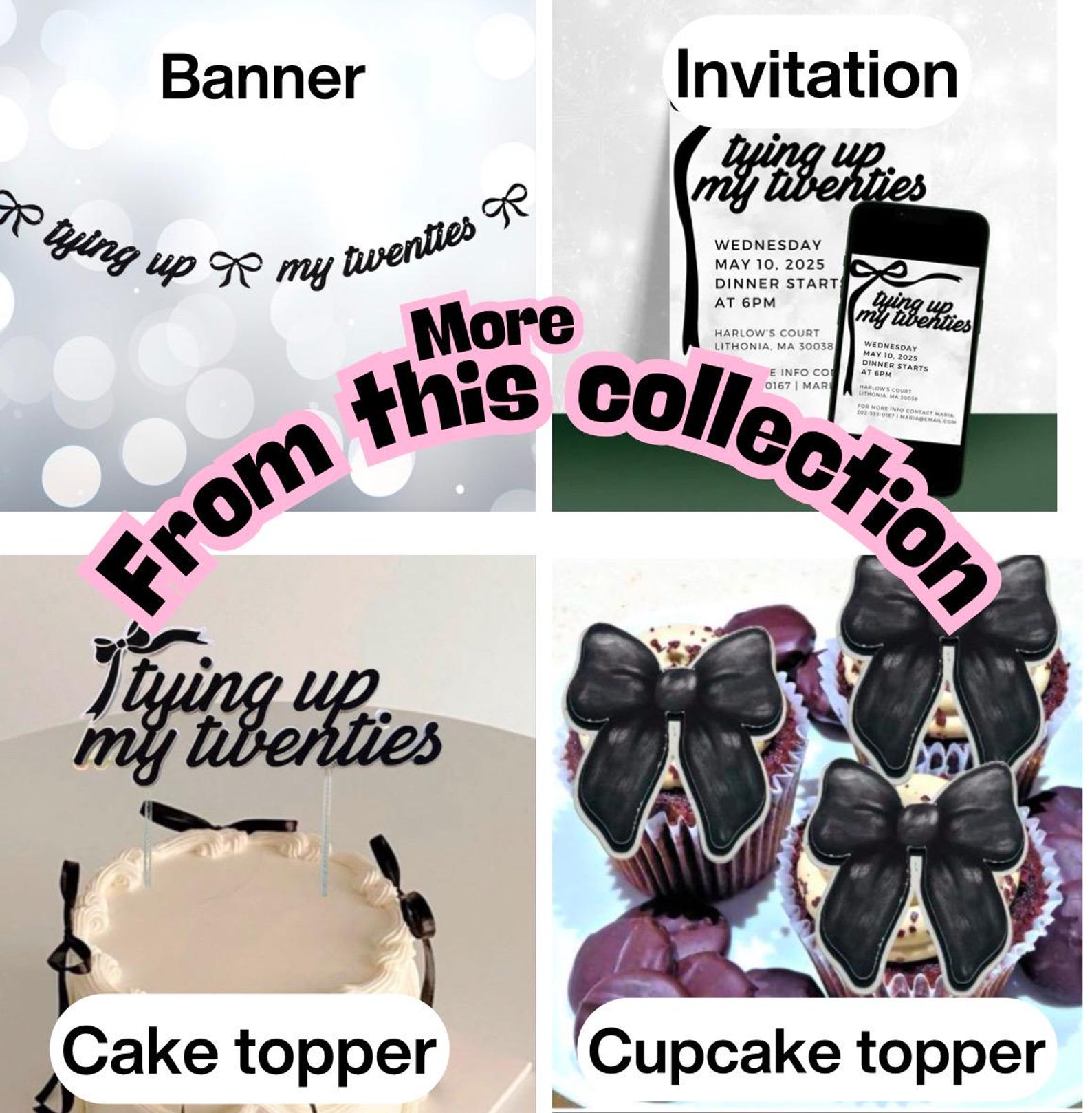 30th Birthday Theme | Tying up My Twenties | 30th Cake Topper | Demure ...