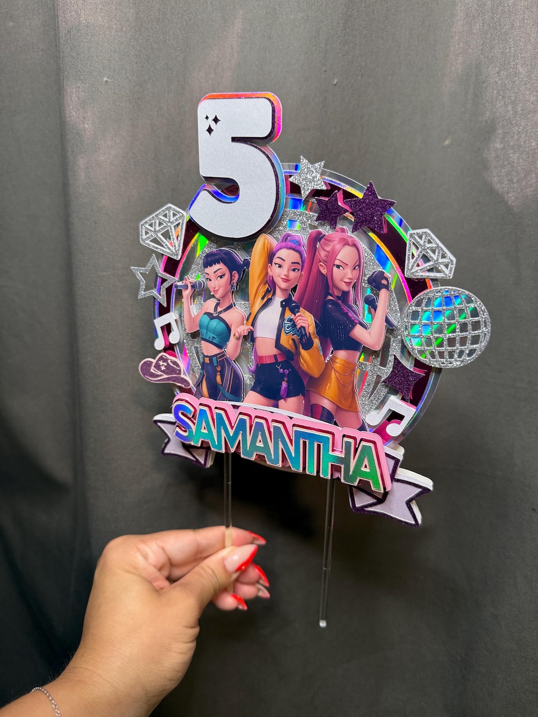 Kpop Demon Hunter Cake Topper | Demon Hunter Inspired Topper | Kpop ...