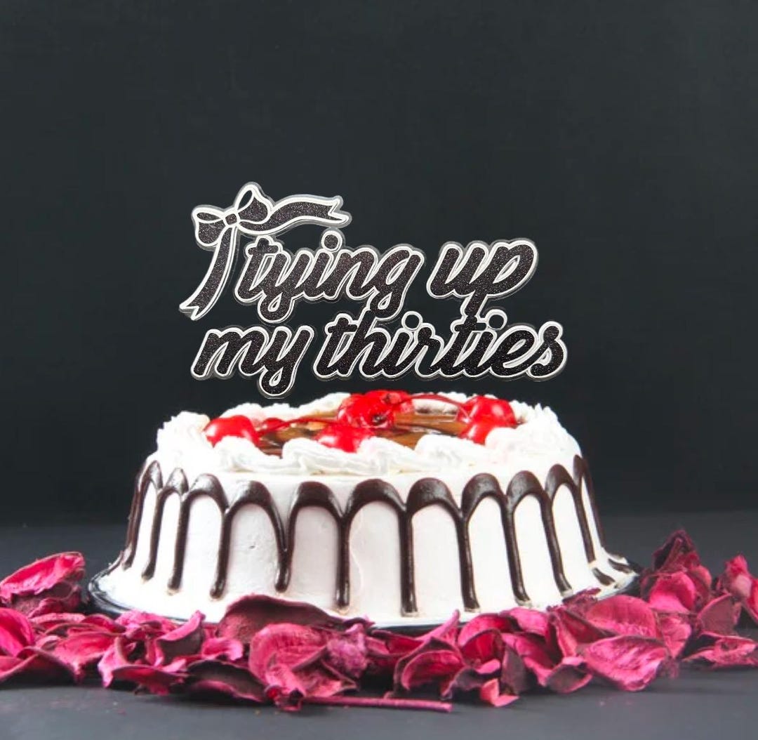 40th Birthday Theme | Tying up My Thirties | 40th Cake Topper | Demure ...