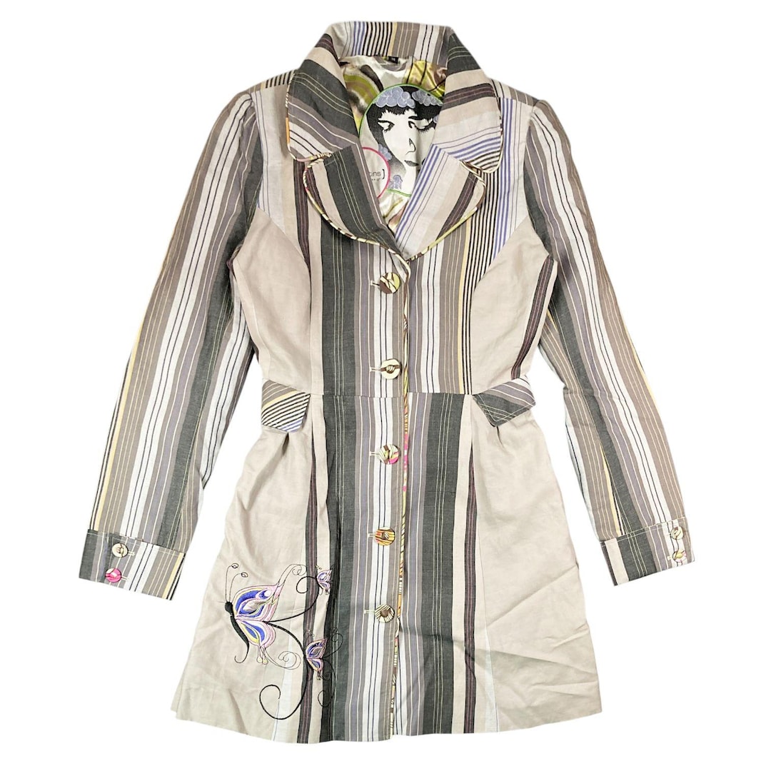 90s ST MARTINS, SCANDINAVIAN Design Trench Coat, Art Nouveau Kitsch - Etsy
