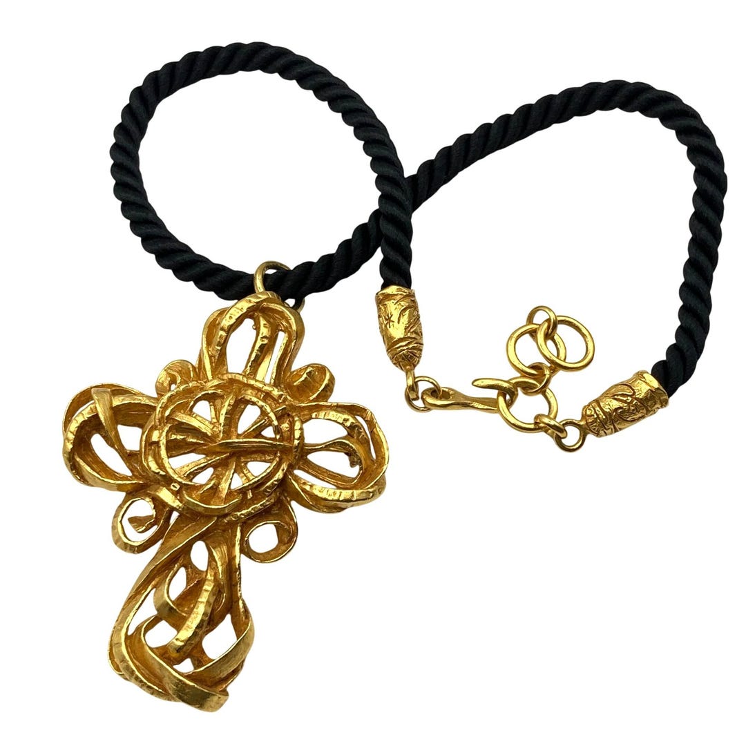 70s CHRISTIAN LACROIX Torsade Cross Vintage Pendant Brooch Necklace - Etsy