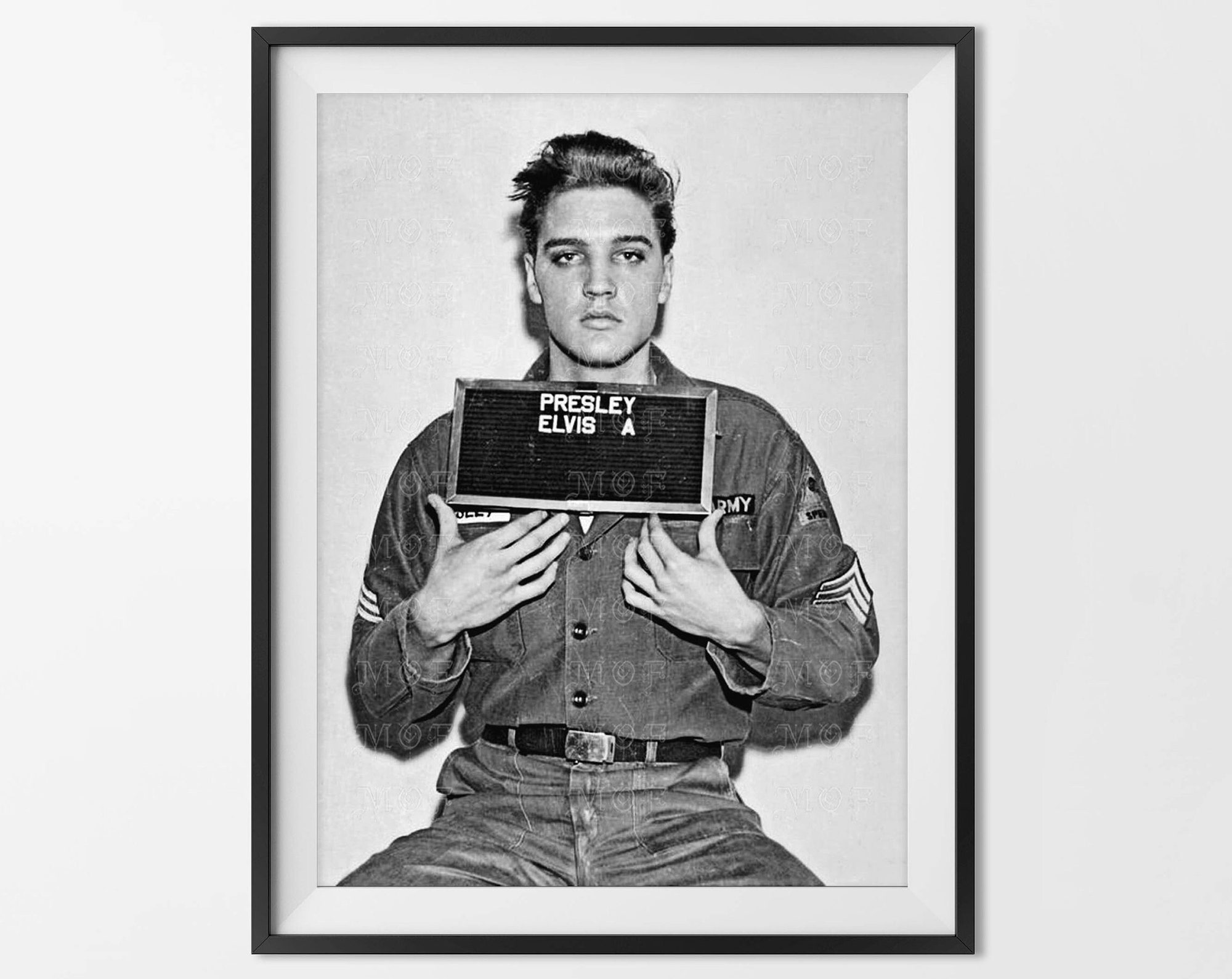 Elvis Presley B&W Army Soldier Mugshot REMASTERED Vintage War Draft ...