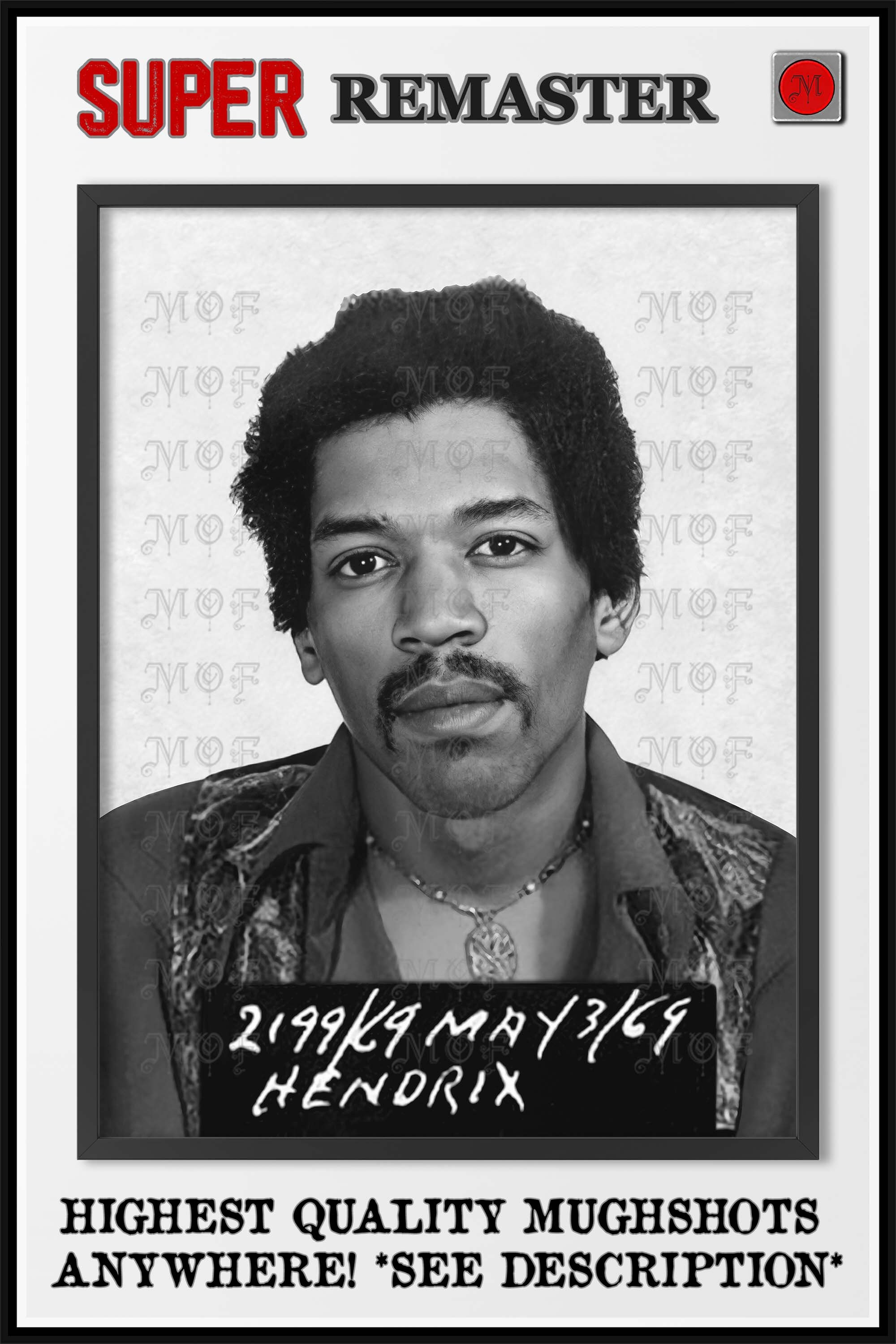Jimi Hendrix Mugshot Poster Celebrity Photo Remastered 26 Mug Etsy Uk