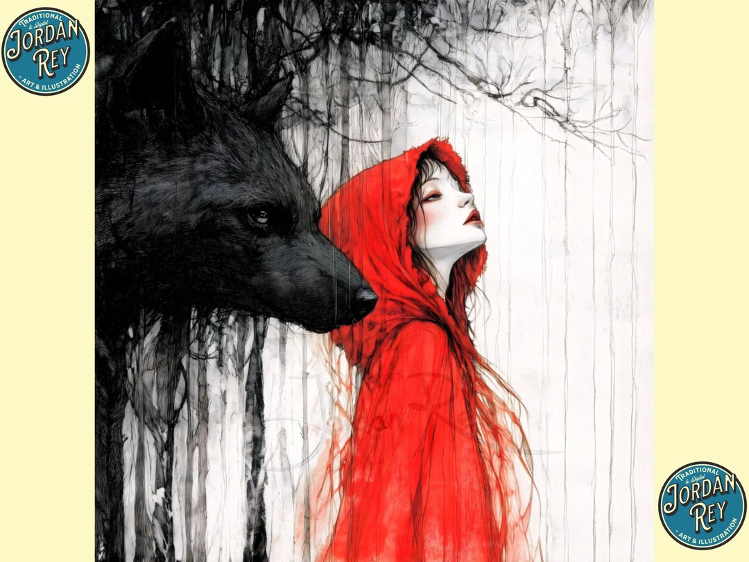 Little Red Riding Hood Instant Download Art Print Small Medium Large ...