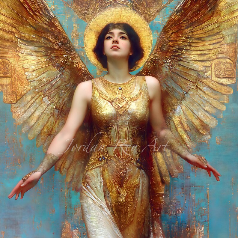 Golden Angel Clipart Instant Download PNG File Vintage Painting ...