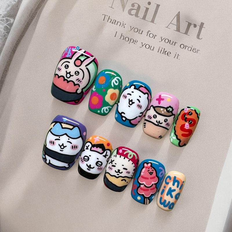 Chiikawa Acrylic Nails - Etsy UK