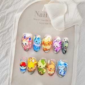Haute Couture Collection |"pokémon Eevee"/handmade Press on Nails ...