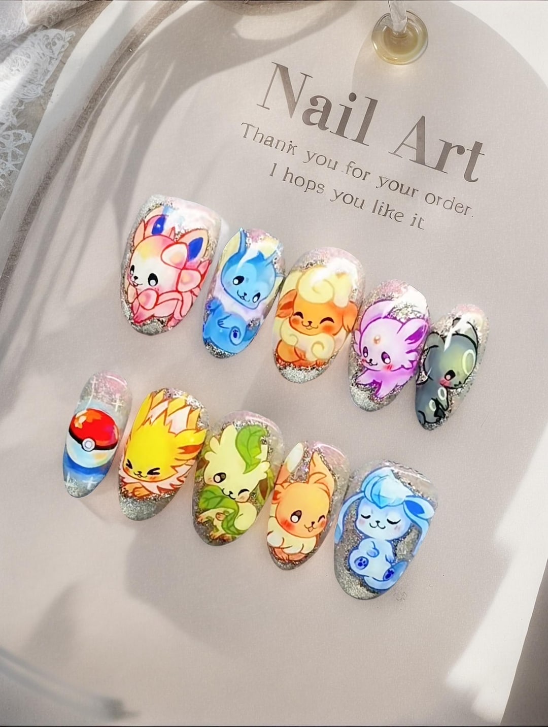 Haute Couture Collection |"pokémon Eevee"/handmade Press on Nails ...