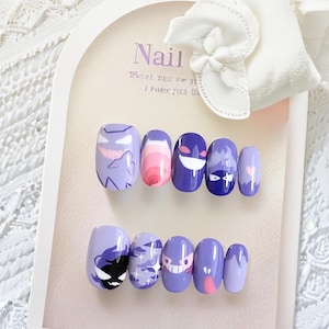 Gengar/handmade Press on Nails/kawaii Cute Nails/pure Hand-painted Nail ...