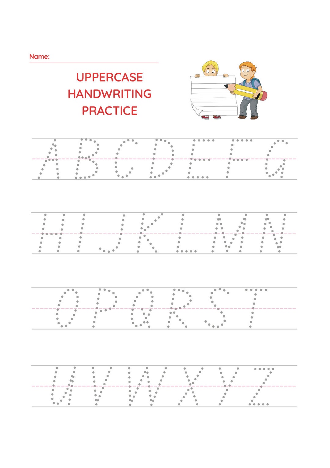 UPPERCASE HANDWRITING PRACTICE, Handwriting, Draw, Pattern, Creative - Etsy