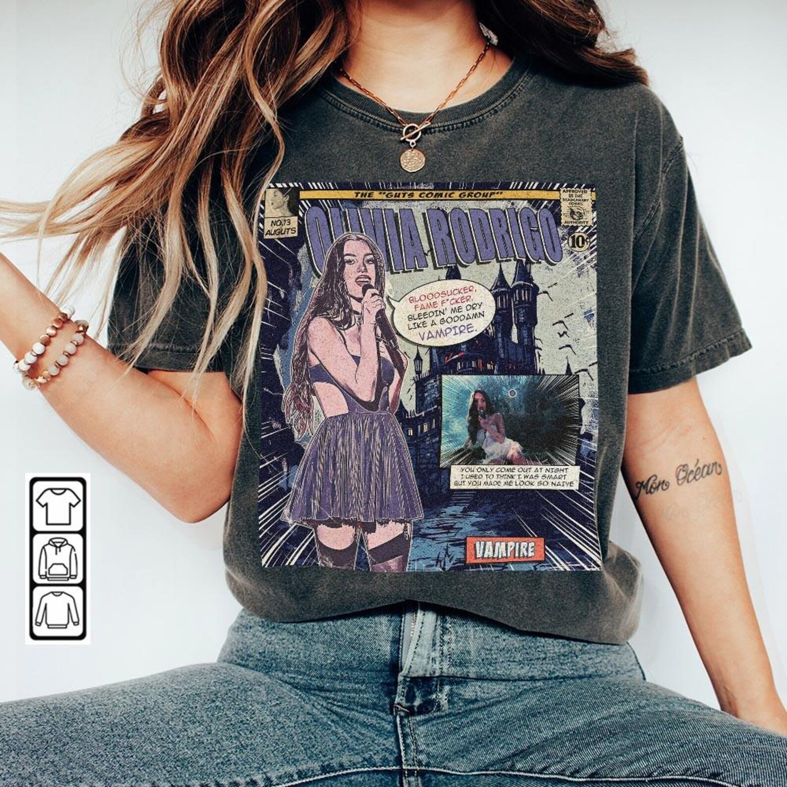 Olivia Rodrigo Comic Shirt, 90S Vintage Merch Art Vampire Guts Album ...