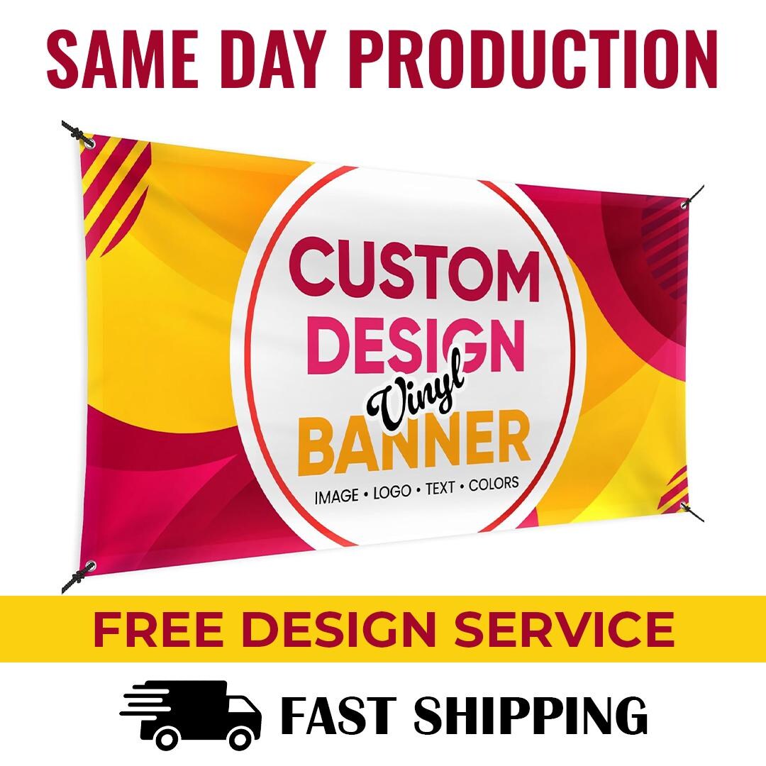 CUSTOM VINYL BANNER 1-day Production Fast Shipping Full Color for ...