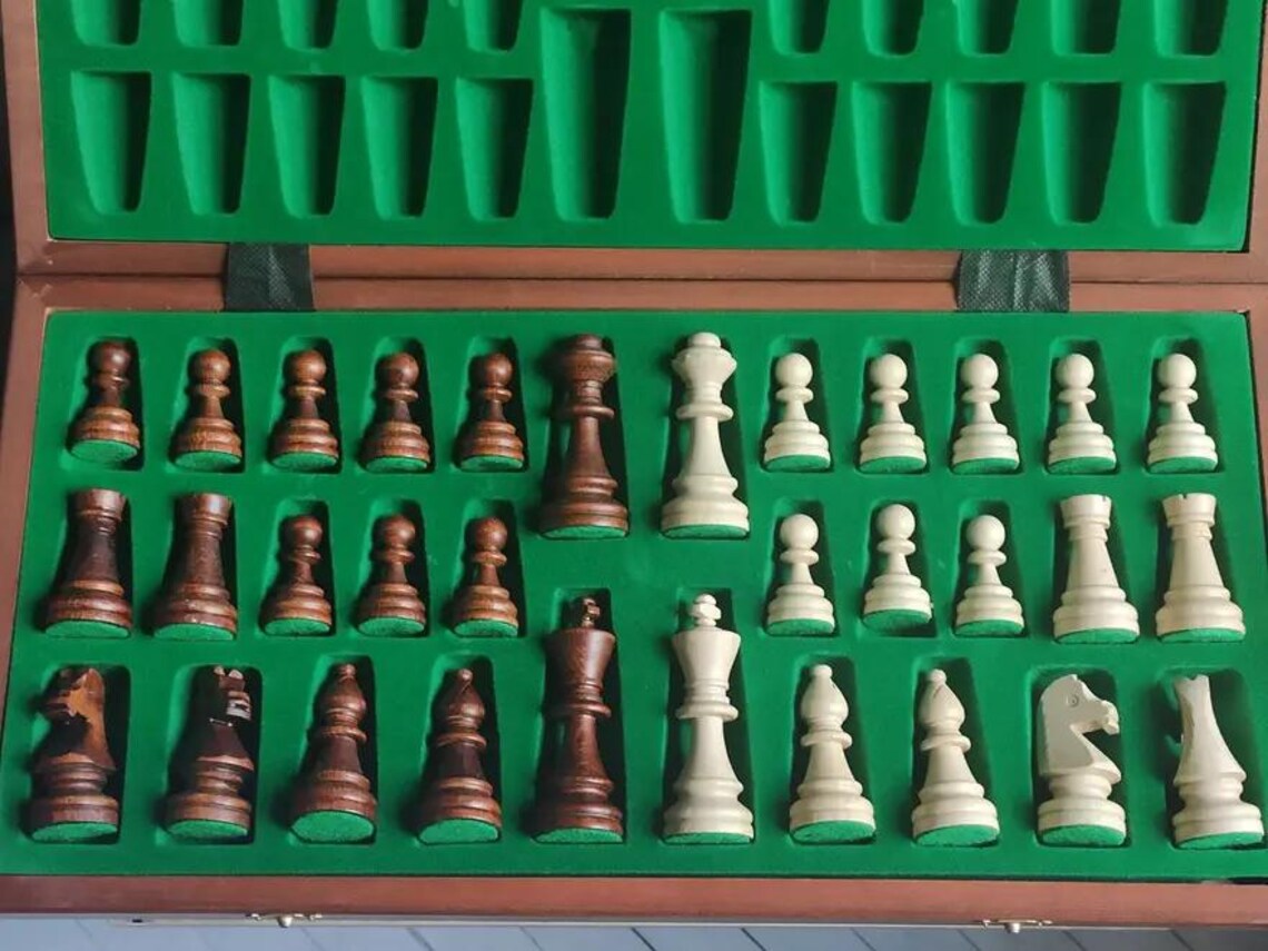 Tournament Chess Set 21x21in With Figure Weights, Wooden Souvenir Chess ...