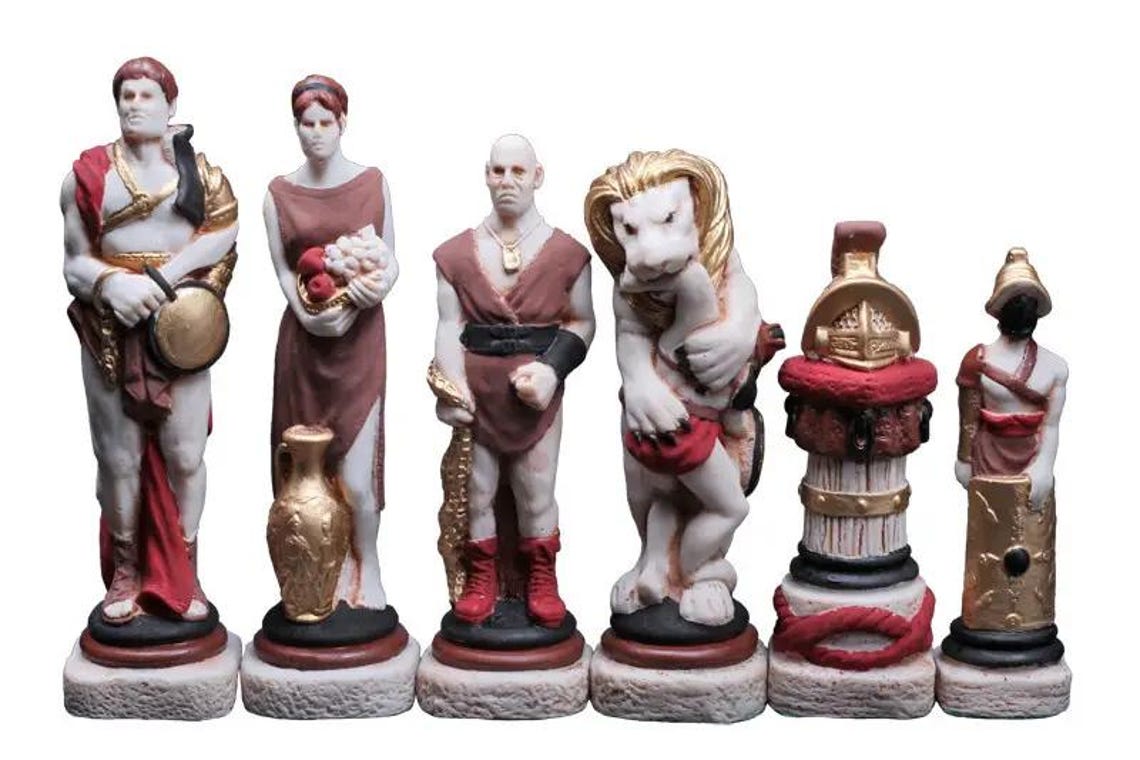Premium Spartacus Chess Set 23x23in, Gift Chess, Handcrafted Wooden ...