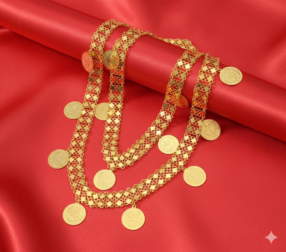 18K Gold Plated Lira Coin Arab Ottoman Kurdish Shoulder Chain Necklace ...