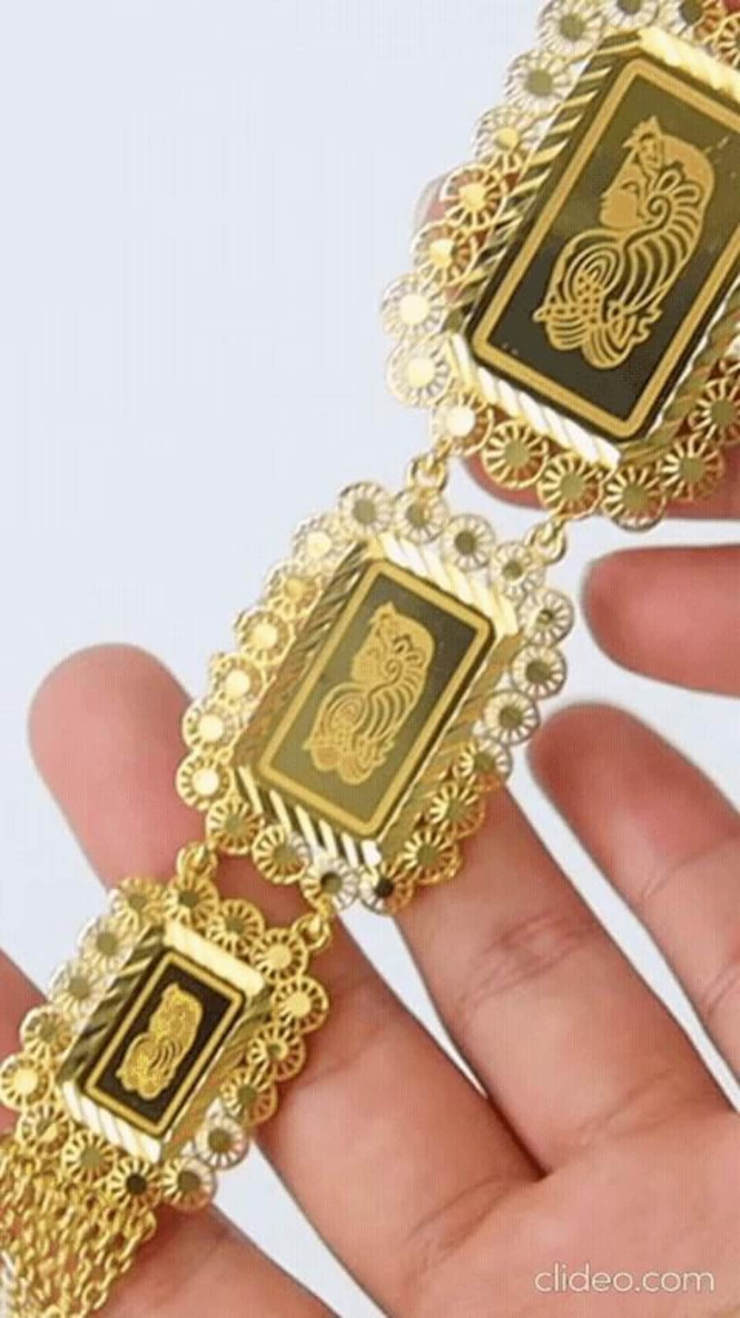 21K Gold-plated Arab Pendant: Heritage Middle Eastern Fringe Necklace ...