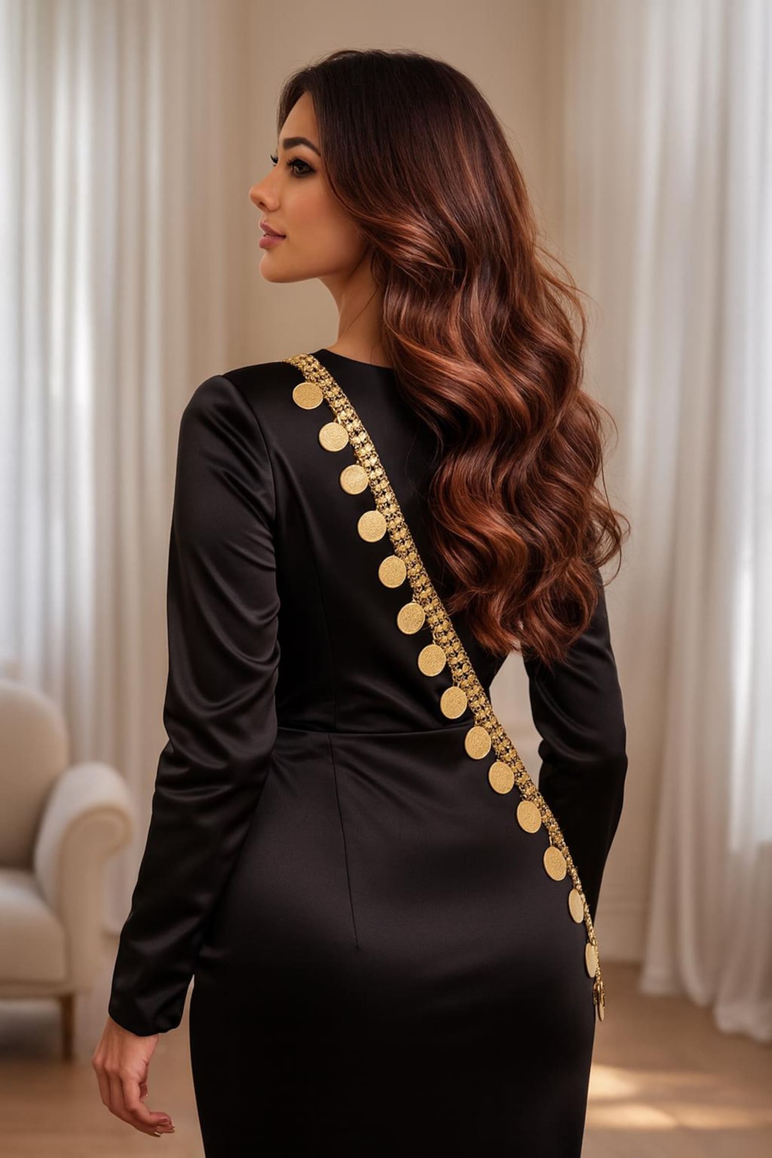 18K Gold Plated Lira Coin Arab Ottoman Kurdish Shoulder Chain Necklace ...