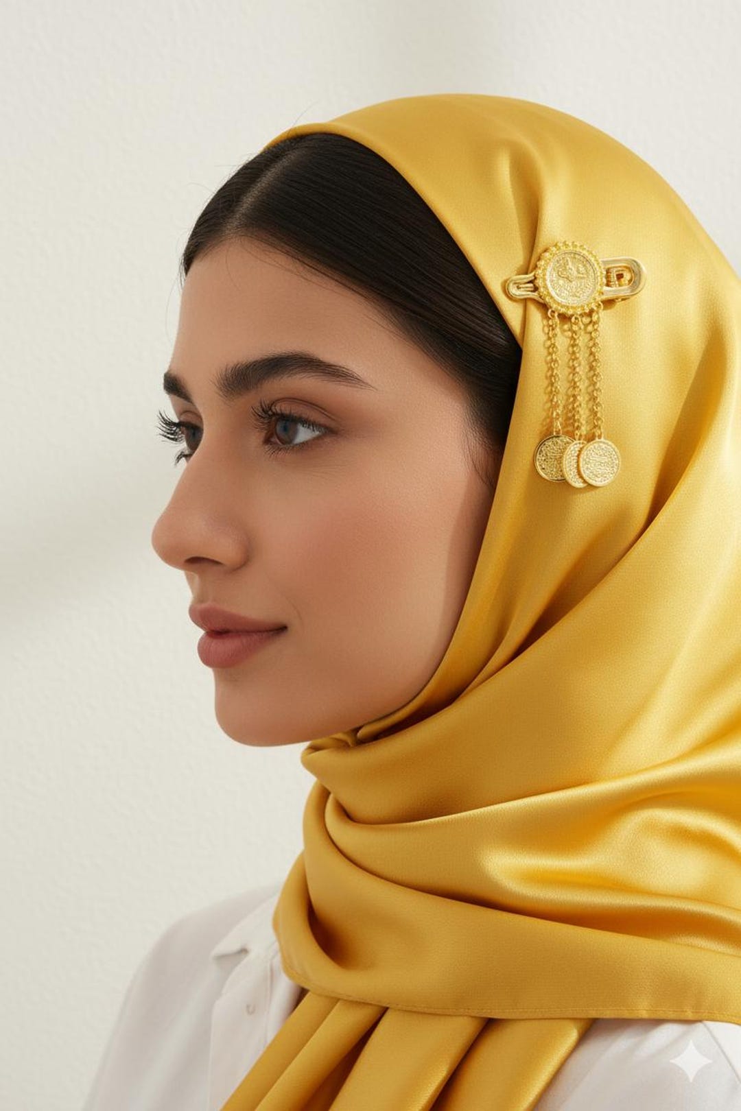 18K Gold Plated Coin Hair Pin – Arab Style Medallion Dangling Charm ...