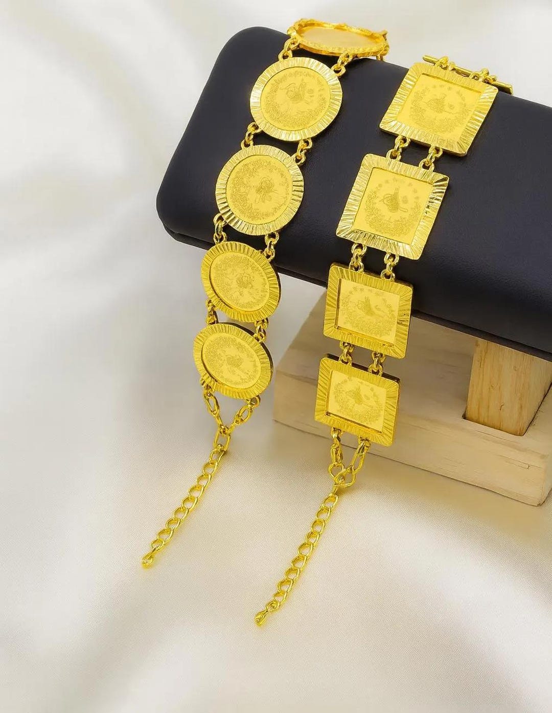 21K Gold-plated Arab Medallion Bracelets: Heritage Jewelry - Etsy