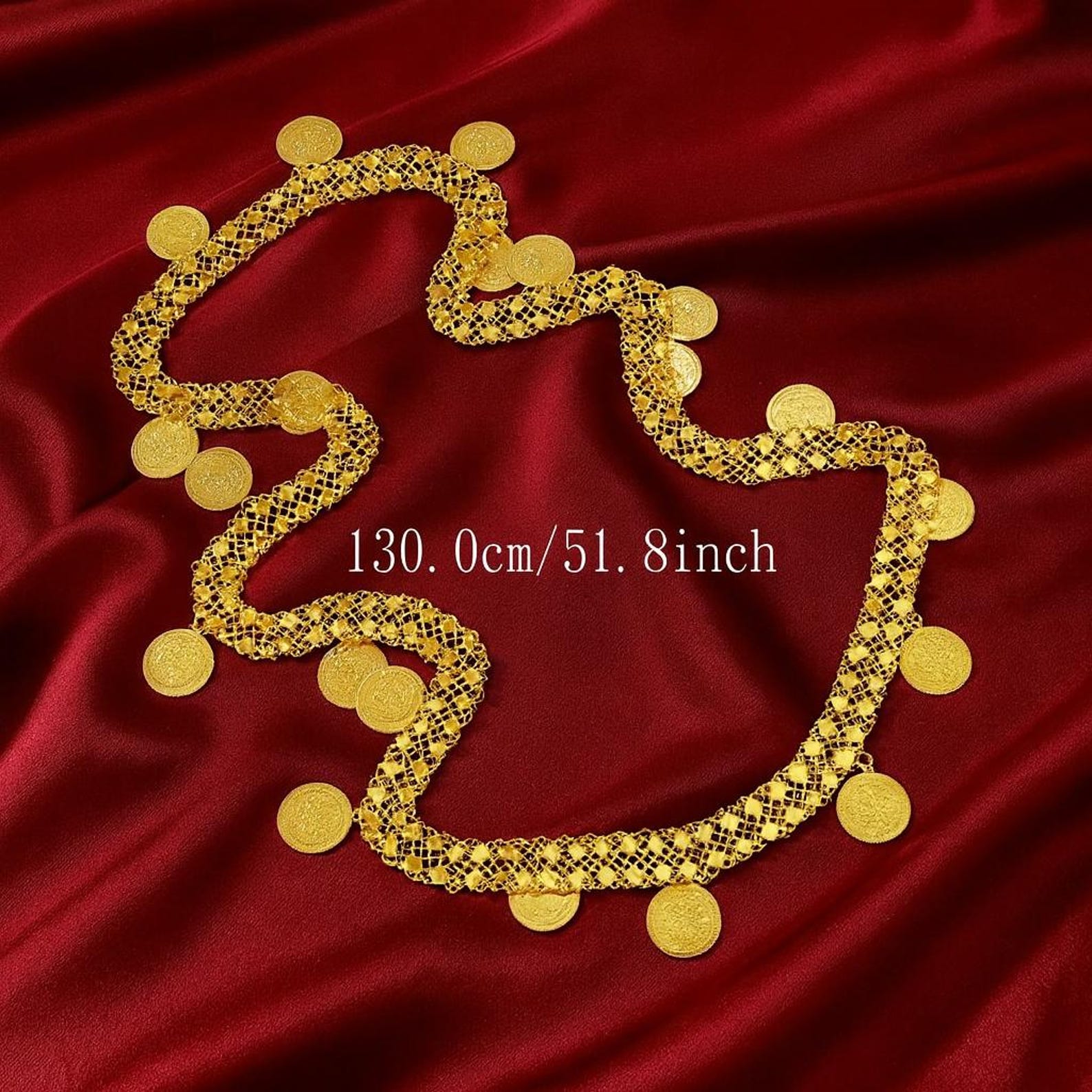 18K Gold Plated Lira Coin Arab Ottoman Kurdish Shoulder Chain Necklace ...