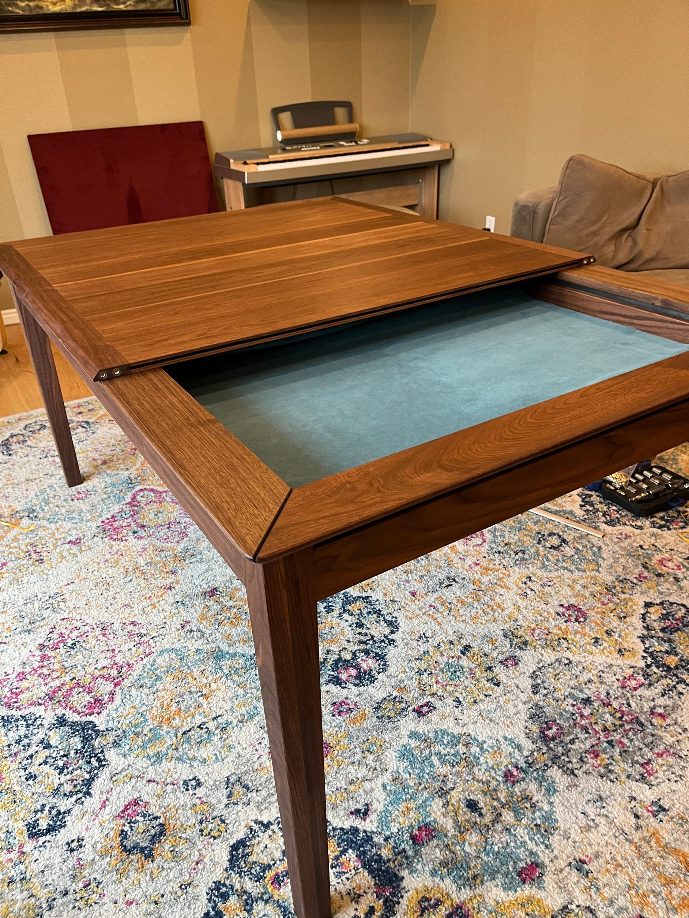Dining Table & Game Table Combo With Recessed Inner Playing Surface for ...