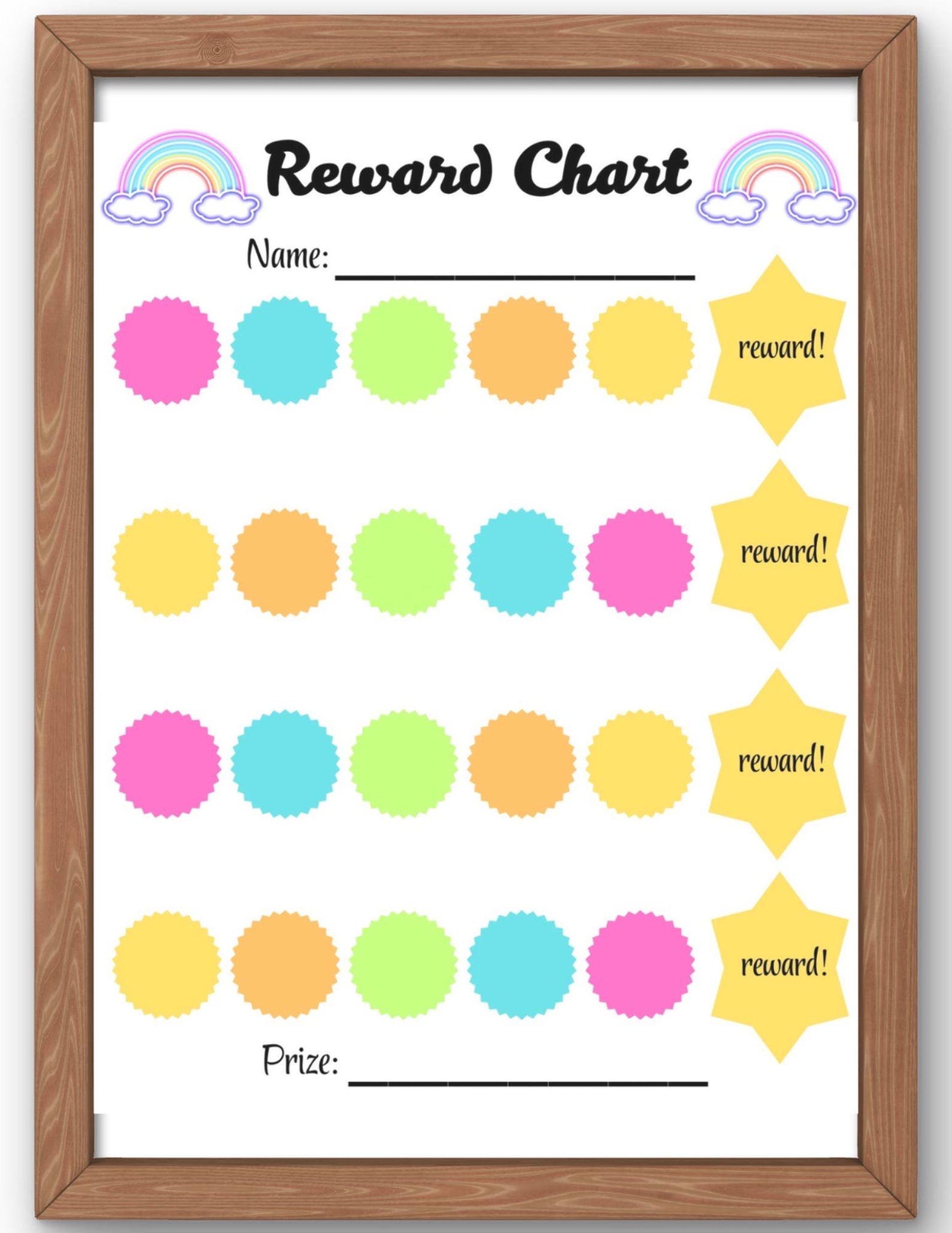 Toddler Reward Chart Printable, Kids Routine Chart, Rainbow Reward ...
