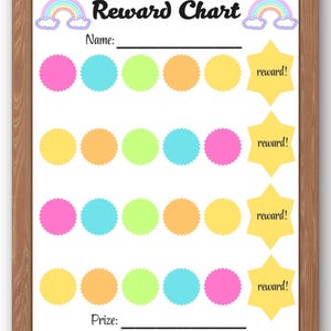 Toddler Reward Chart Printable, Kids Routine Chart, Rainbow Reward ...